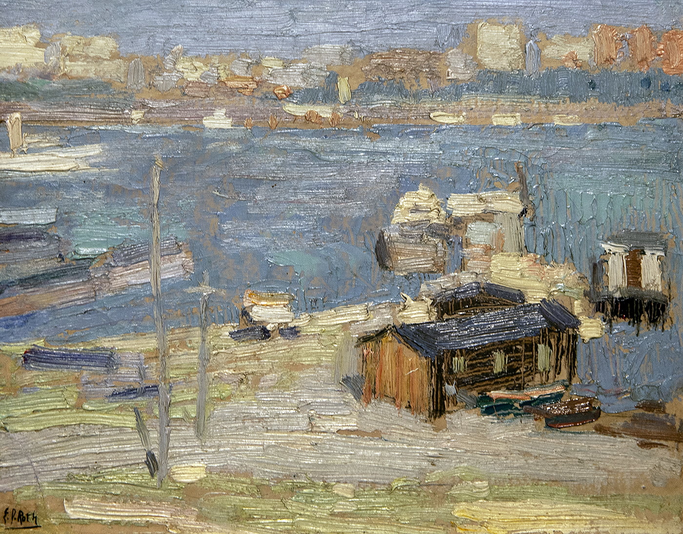 Ernest David Roth (1879-1964) [EM RA 1910-1964] : River shacks, 1915 ...