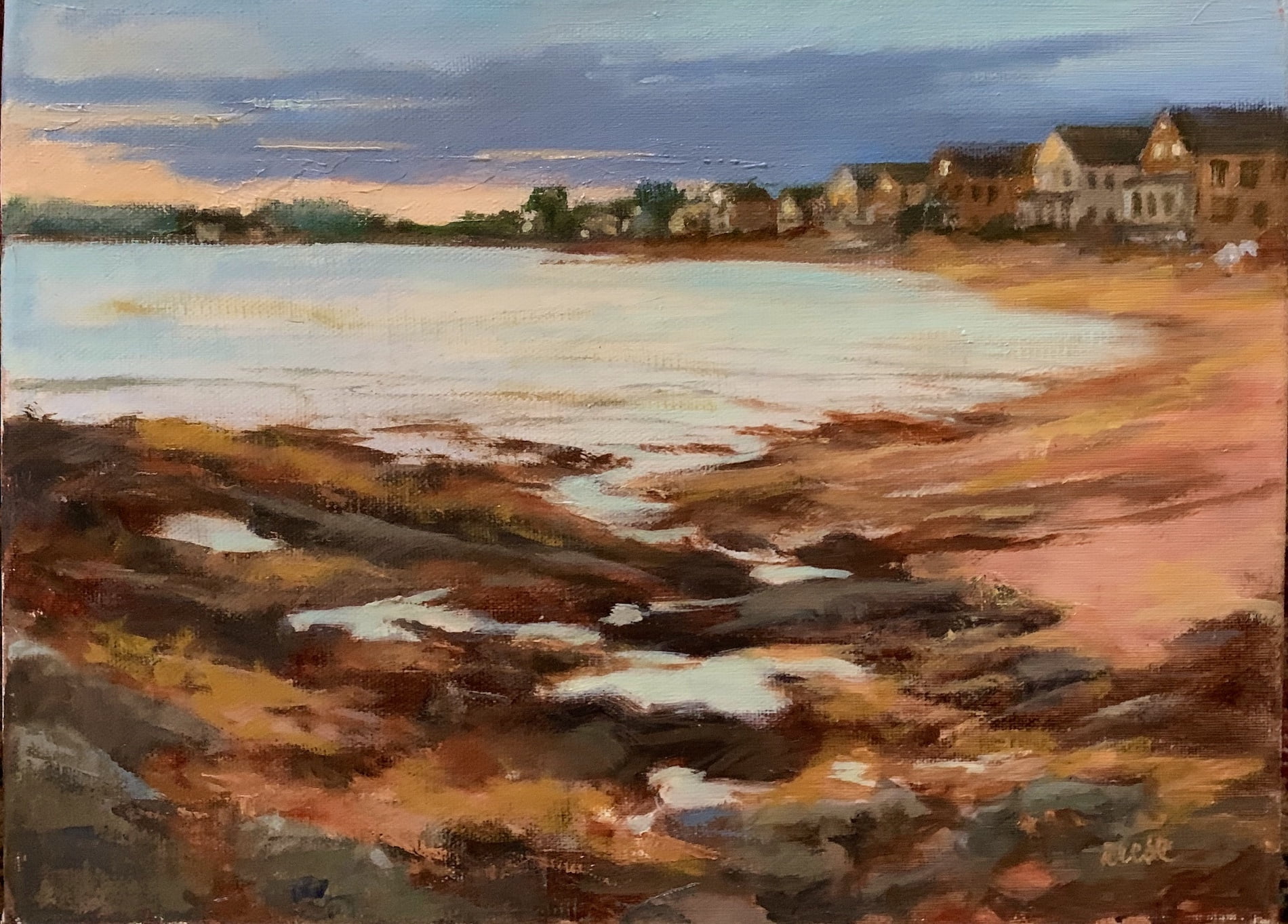 Pamela Reese [NRA 2008] : Beach Cottage Sunset, 2021. | Salmagundi Club