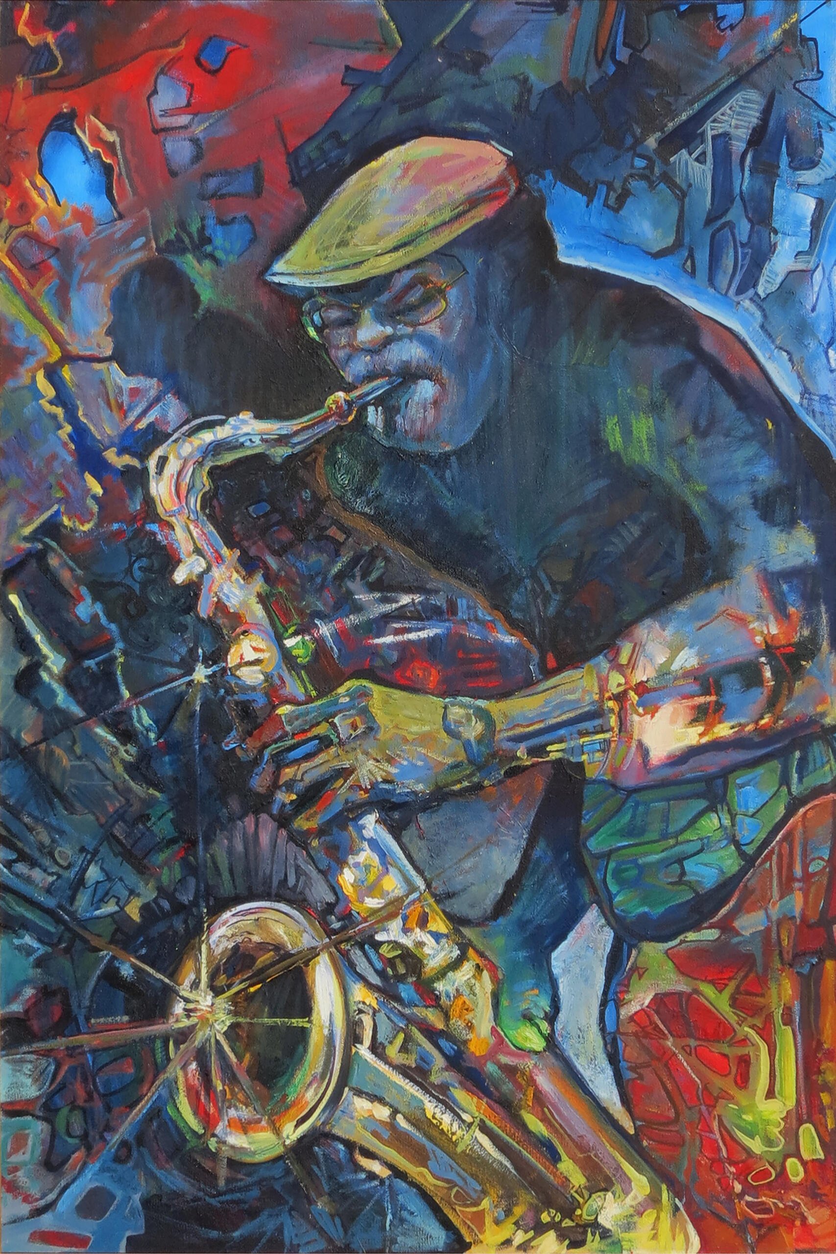 Kirk Larsen [RA 2015] : Blue sax, 2022. | Salmagundi Club