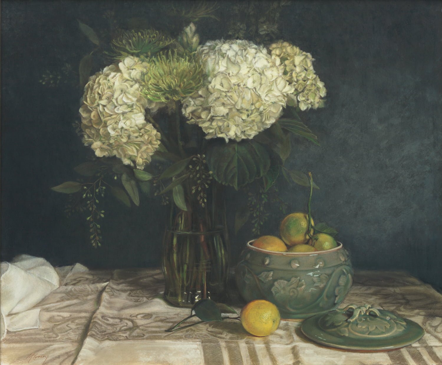 Anne McGrory [NRA 2012] : Hydrangea & celadon, 2020. | Salmagundi Club