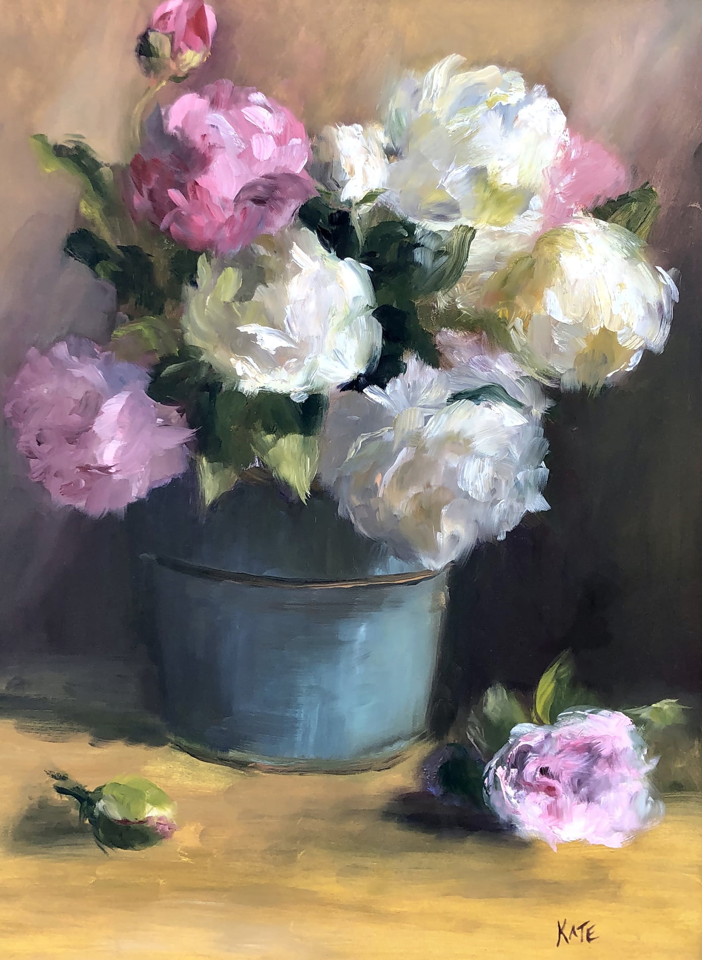 Kate Faust [RA 2009] : Peonies in Summer, 2022. | Salmagundi Club