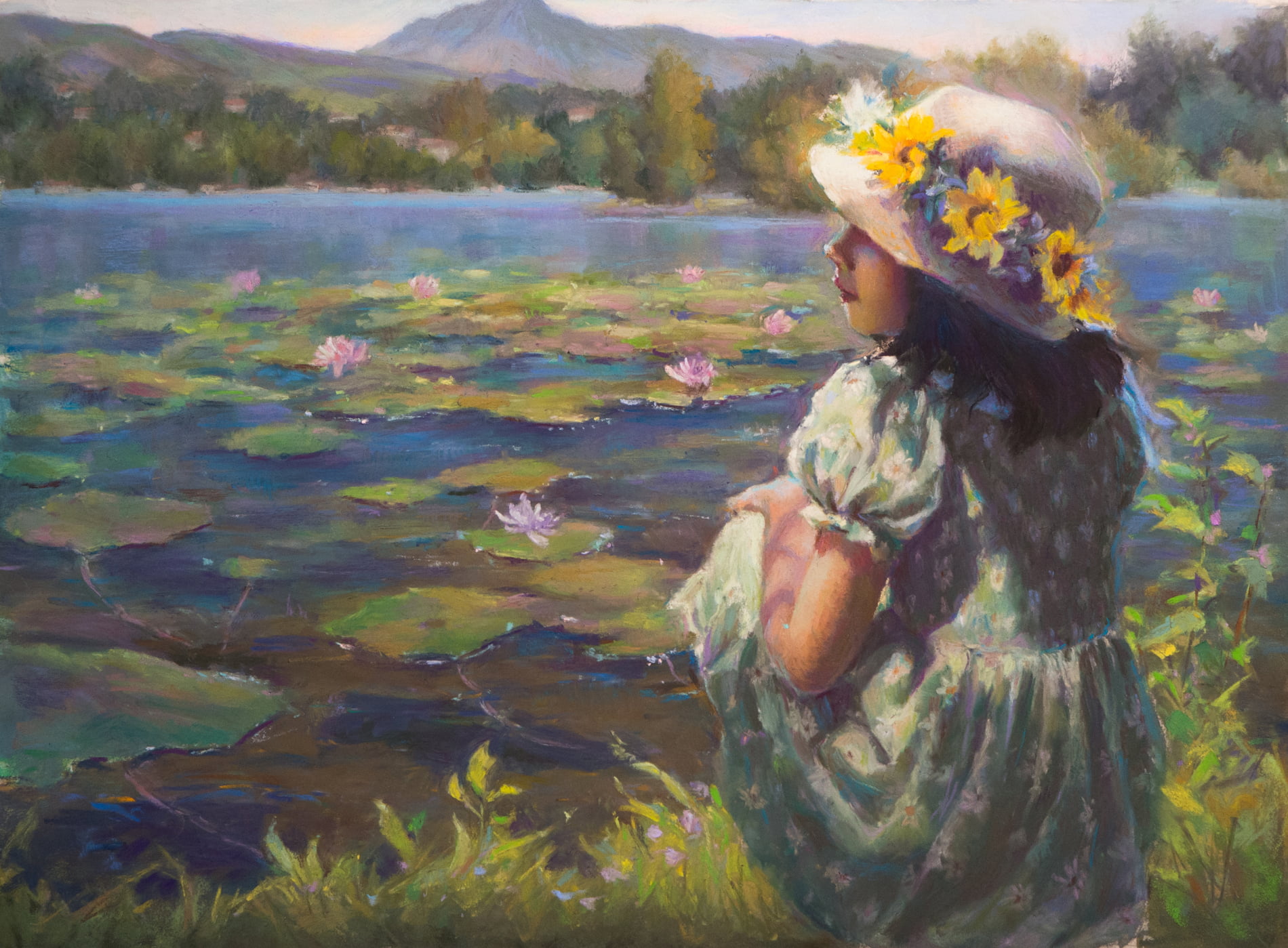 Shuk Lee [NRA 2020] : The girl by the lily pond, 2022. | Salmagundi Club