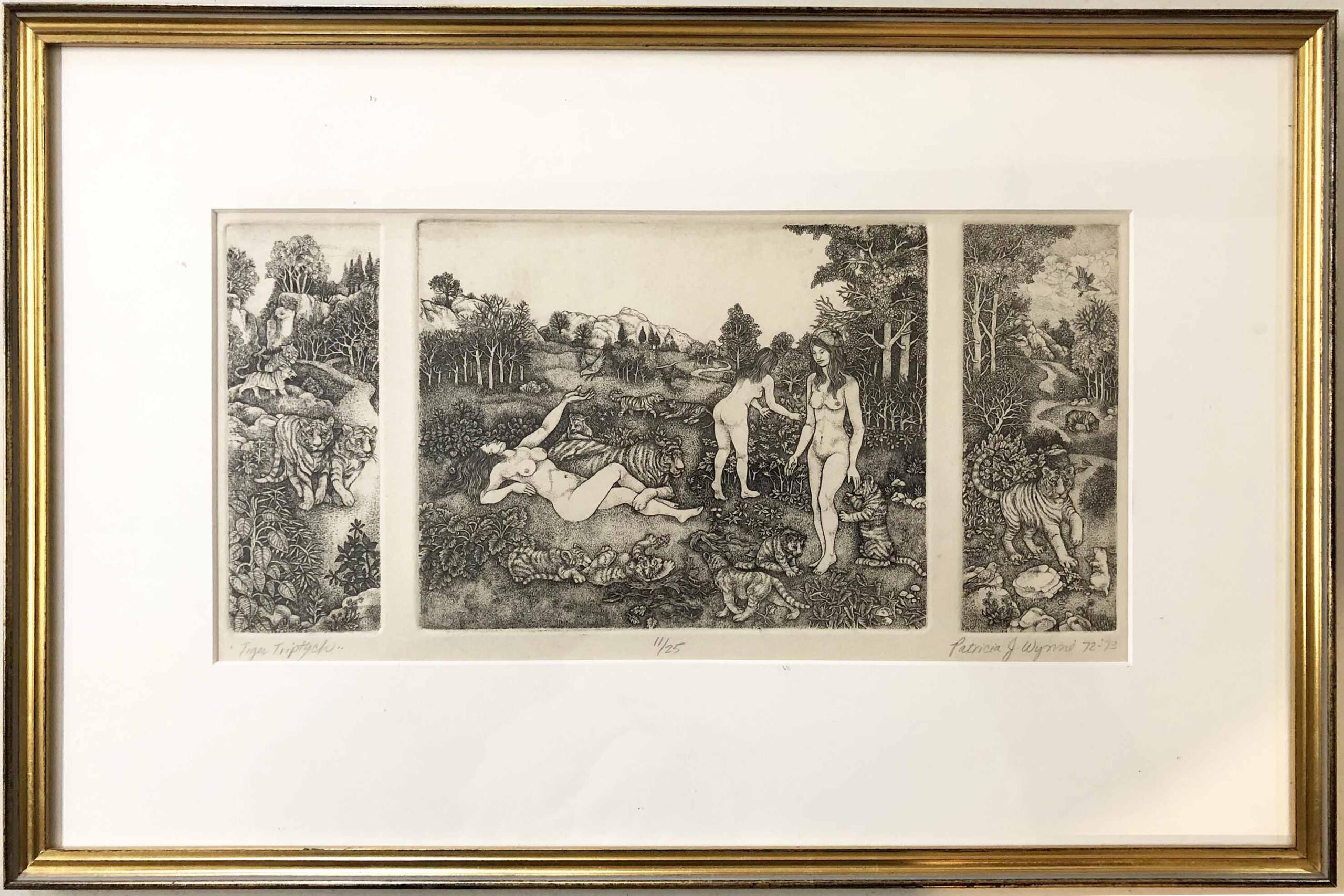 Patricia Wynne [RA 2010] : Tiger triptych 1, 2022. | Salmagundi Club