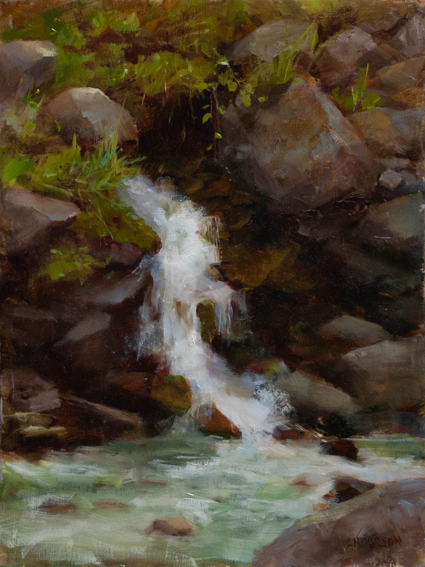 Kathy Anderson [RA 2008] : A little waterfall, 2023. | Salmagundi Club